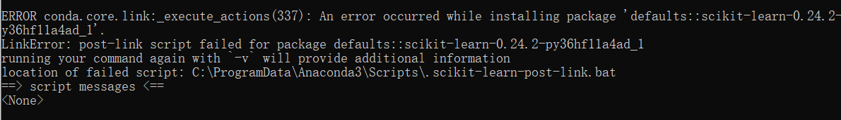 【经验】Conda安装scikit-learn 0.24提示LinkError_scikit-learn1.4.1改为0.24.2-CSDN博客