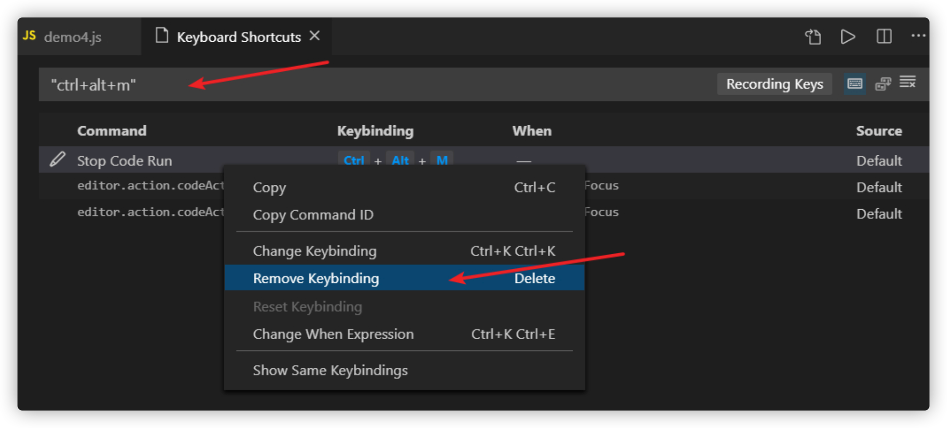 vscode的codeRunner插件使用ctrl+c快捷键停止_vscode按下ctrl+c时,乱修改内容-CSDN博客