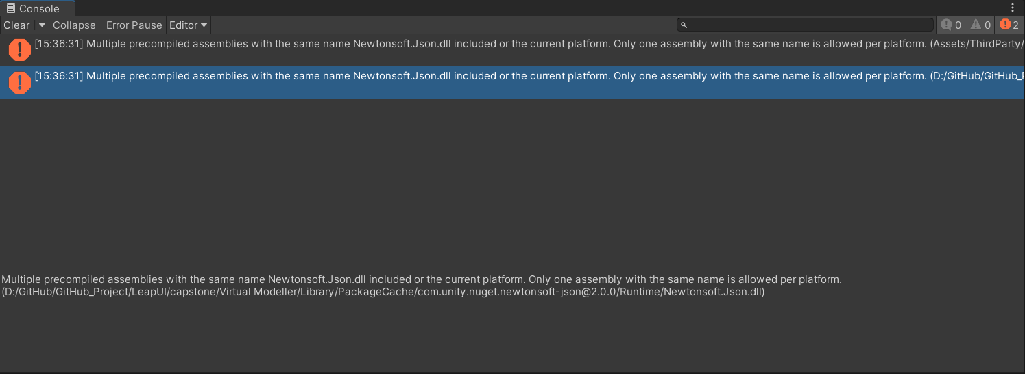 Multiple precompiled assemblies with the same name Newtonsoft.Json.dll included or the current ...