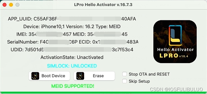 LProHelloActivator完美解4G信号，可以登录iCloud，有消息通知，支持IOS16.7.2。-CSDN博客