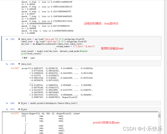 【MindSpore产品】GPU下训练好的模型，直接推理结果nan，没有相关log指示错误_linux中模型预测结果为nan-CSDN博客