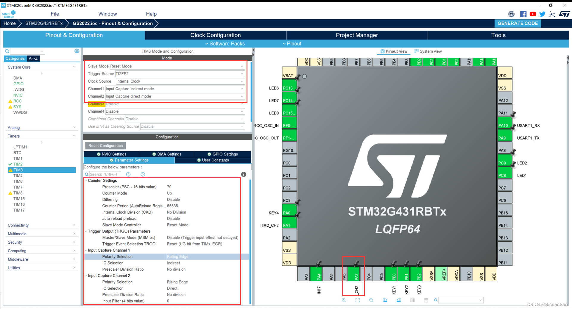 Stm32 同一个定时器输入捕获测量双通道pwm占空比stm32 Tim3两个通道同时使用 Csdn博客