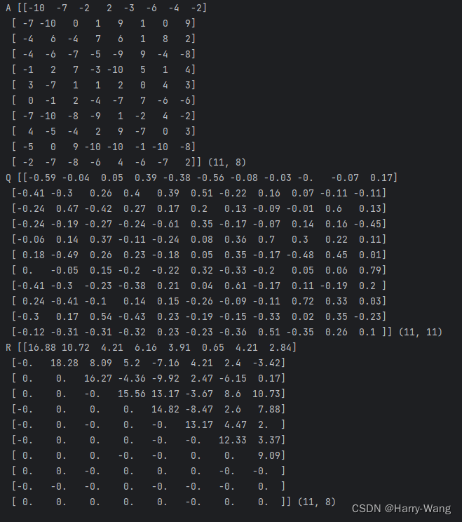 长矩阵（宽矩阵） 基于Householder变换的QR分解 Python源码_利用householder实现qr分解python实现-CSDN博客