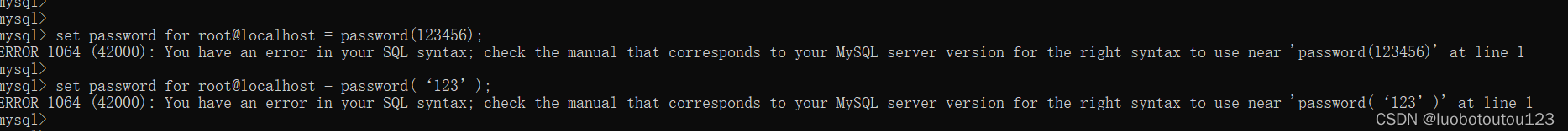 Mysql密码修改遇到问题you Have An Error In Your Sql Syntax； Check The Manual