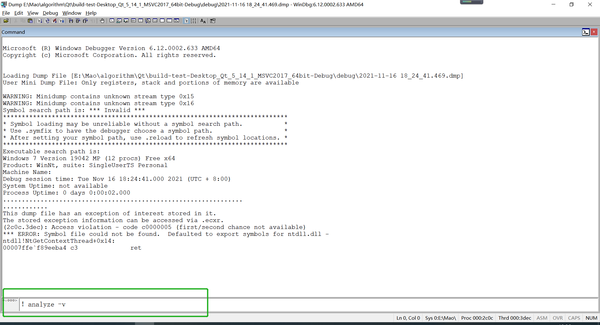 崩溃捕捉: dump日志生成 + WinDbg 分析（WIN10 + QT）-CSDN博客