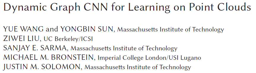(TOG 19) DGCNN: Dynamic Graph CNN for Learning on Point Clouds-CSDN博客