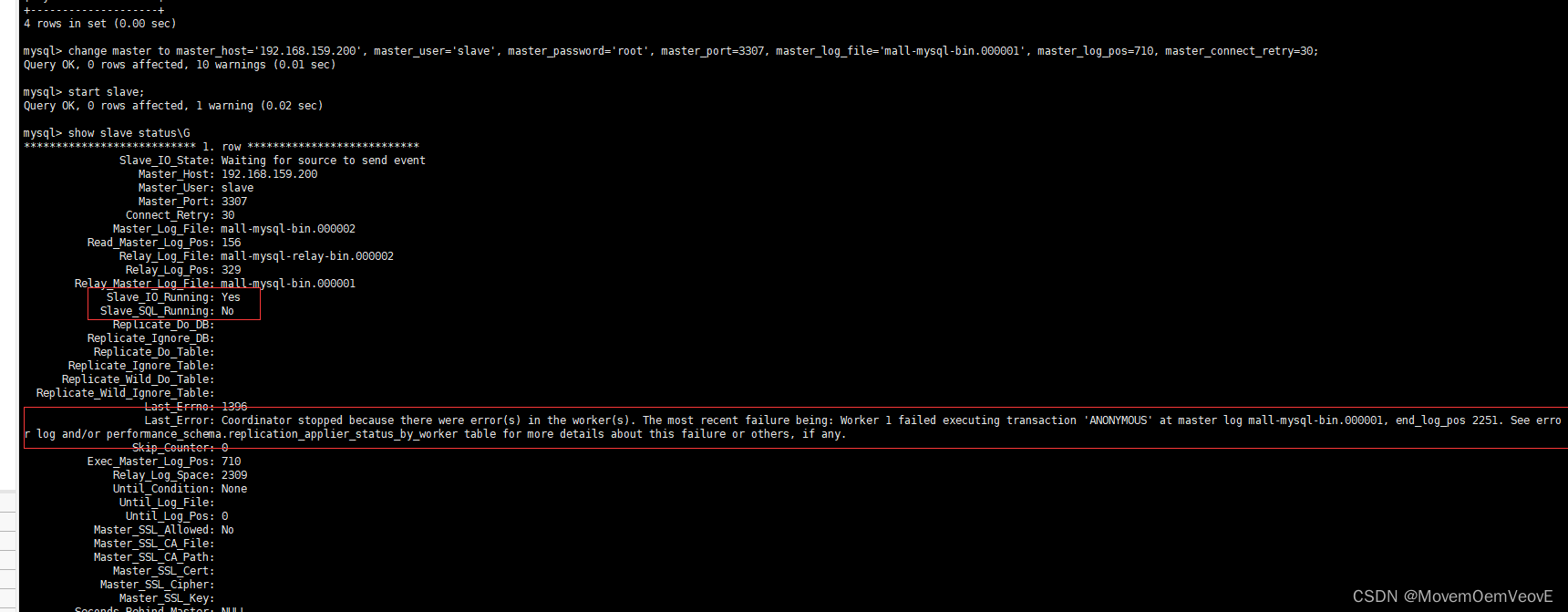解决worker 1 Failed Executing Transaction ‘anonymous‘ At Master Log Mall Mysql Bin 000001 End Log