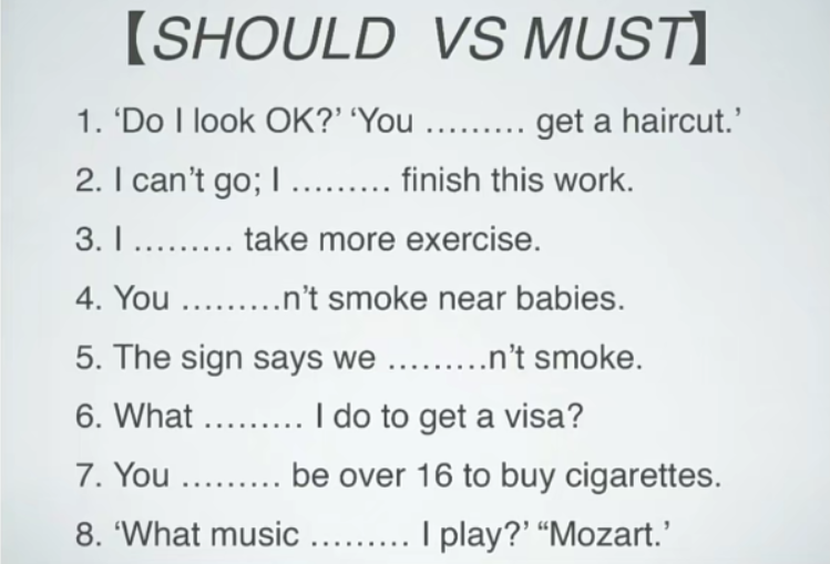 【情态动词练习题】should 与 must_should的习题-CSDN博客