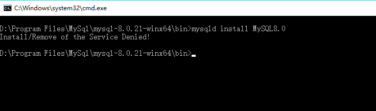 win10注册mysql到windows服务报错：Install/Remove of the Service Denied_mysql注册服务提示拒绝-CSDN博客