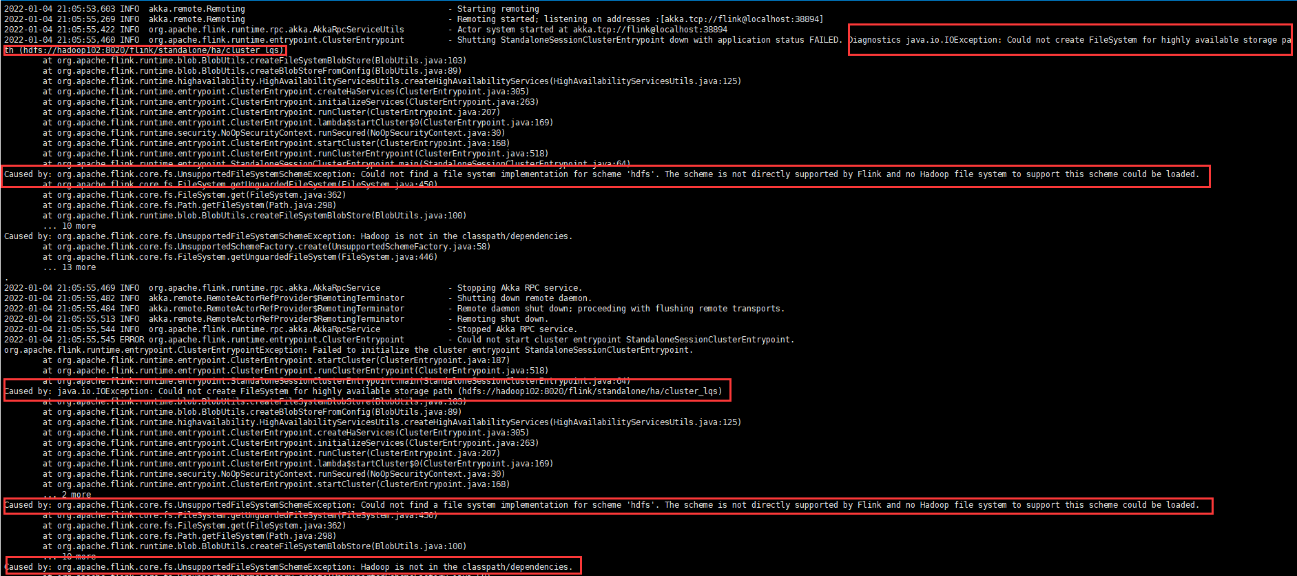 Could not find a file system implementation for scheme ‘hdfs‘. The scheme is not directly ...