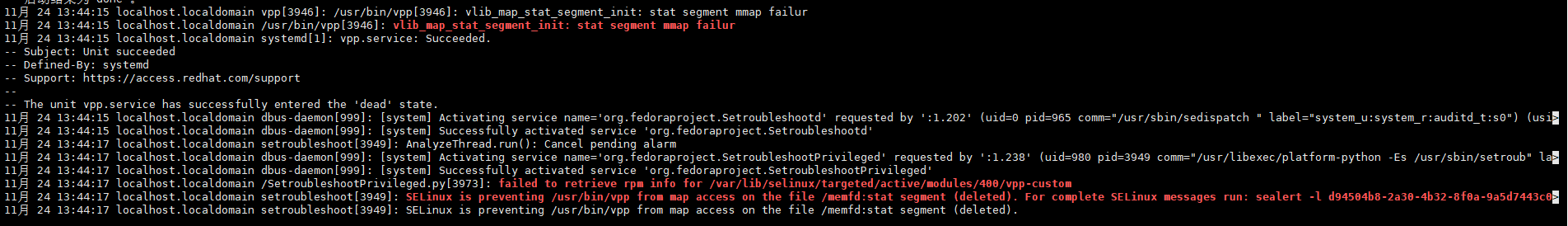 centos8：vpp：vlib_map_stat_segment_init: stat segment mmap failur_failed to retrieve rpm info-CSDN博客