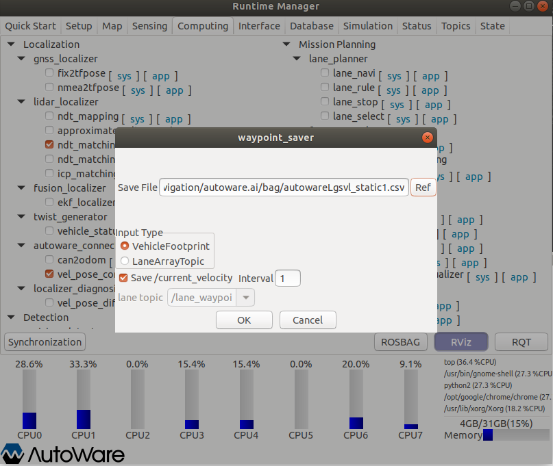 Autoware操作手册--录包、激光建图、基于点云定位、录制航迹点、寻迹避障-CSDN博客