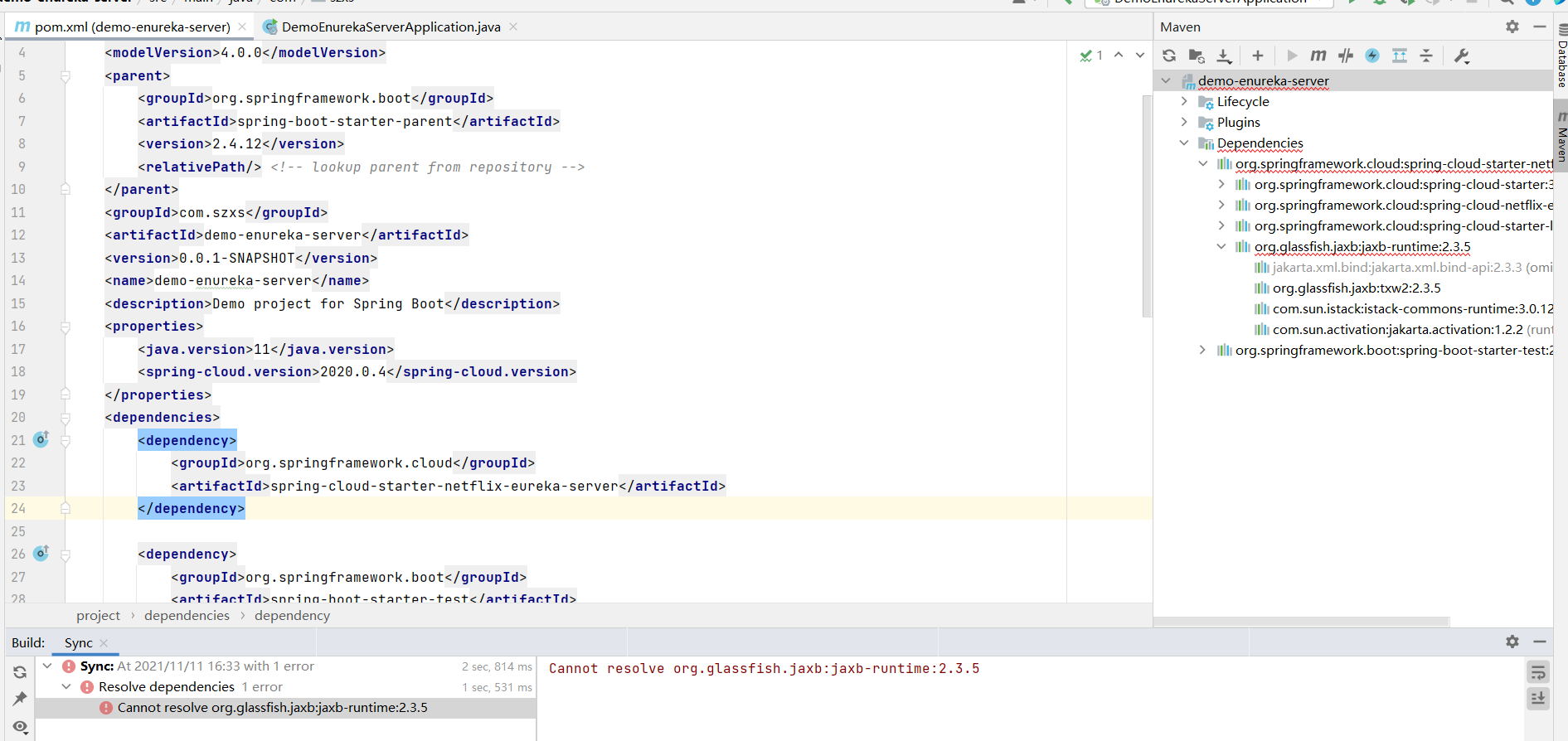 Cannot resolve org.glassfish.jaxb:jaxb-runtime:2.3.5 Spring Cloud建立服务中心出错,使用JDK11出错-CSDN博客