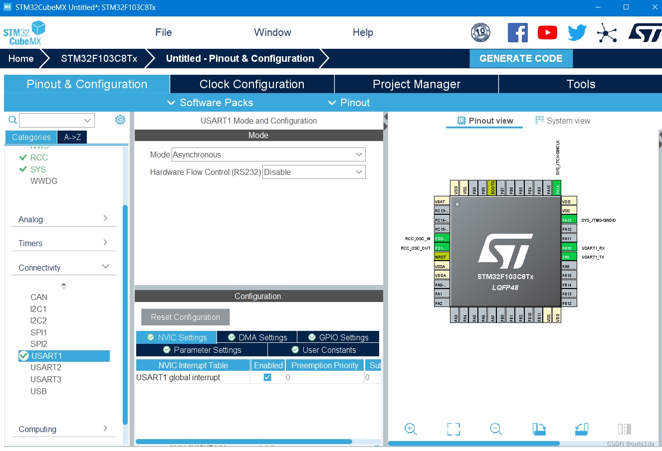 STM32简单串口通信_stm32 422最高速率-CSDN博客