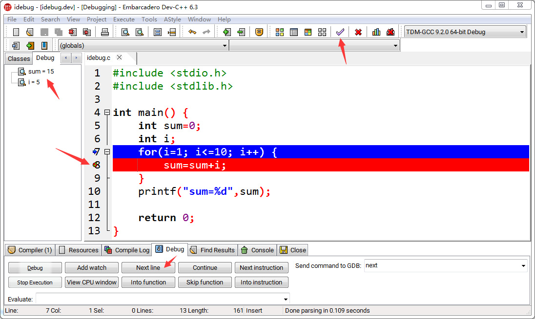 在 Dev-C++ 中如何调试 C 语言代码？_devc++怎么把c调适cpp格式-CSDN博客