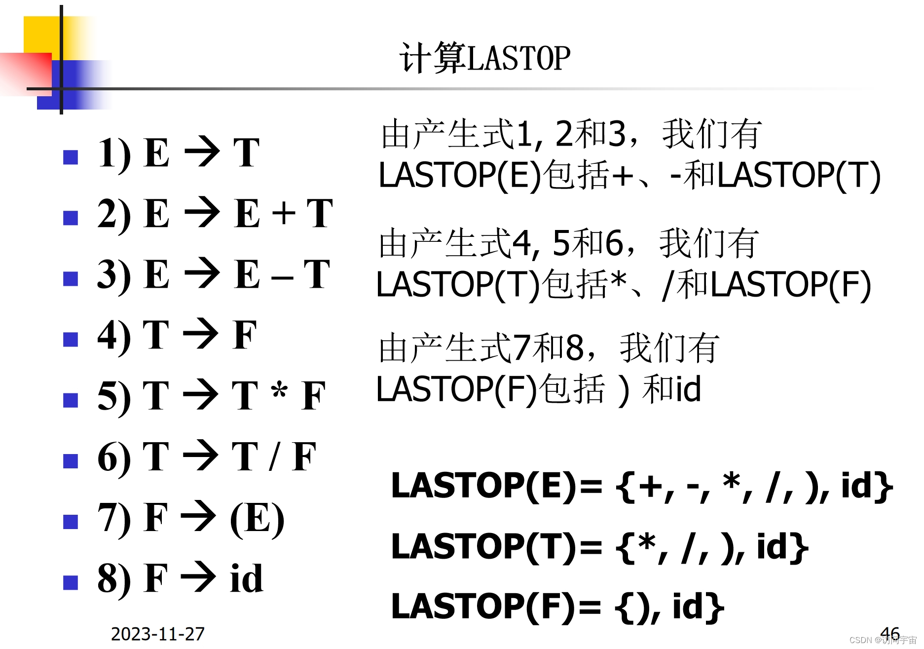 第五章自底向上的语法分析|求FIRSTOP集和LASTOP集，构造算符优先关系表，利用算符优先关系表进行语法分析，求最左素短语，算符优先分析 ...