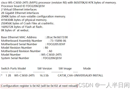 Cisco 3650交换机断电后配置无法保存_configuration register is 0x102-CSDN博客