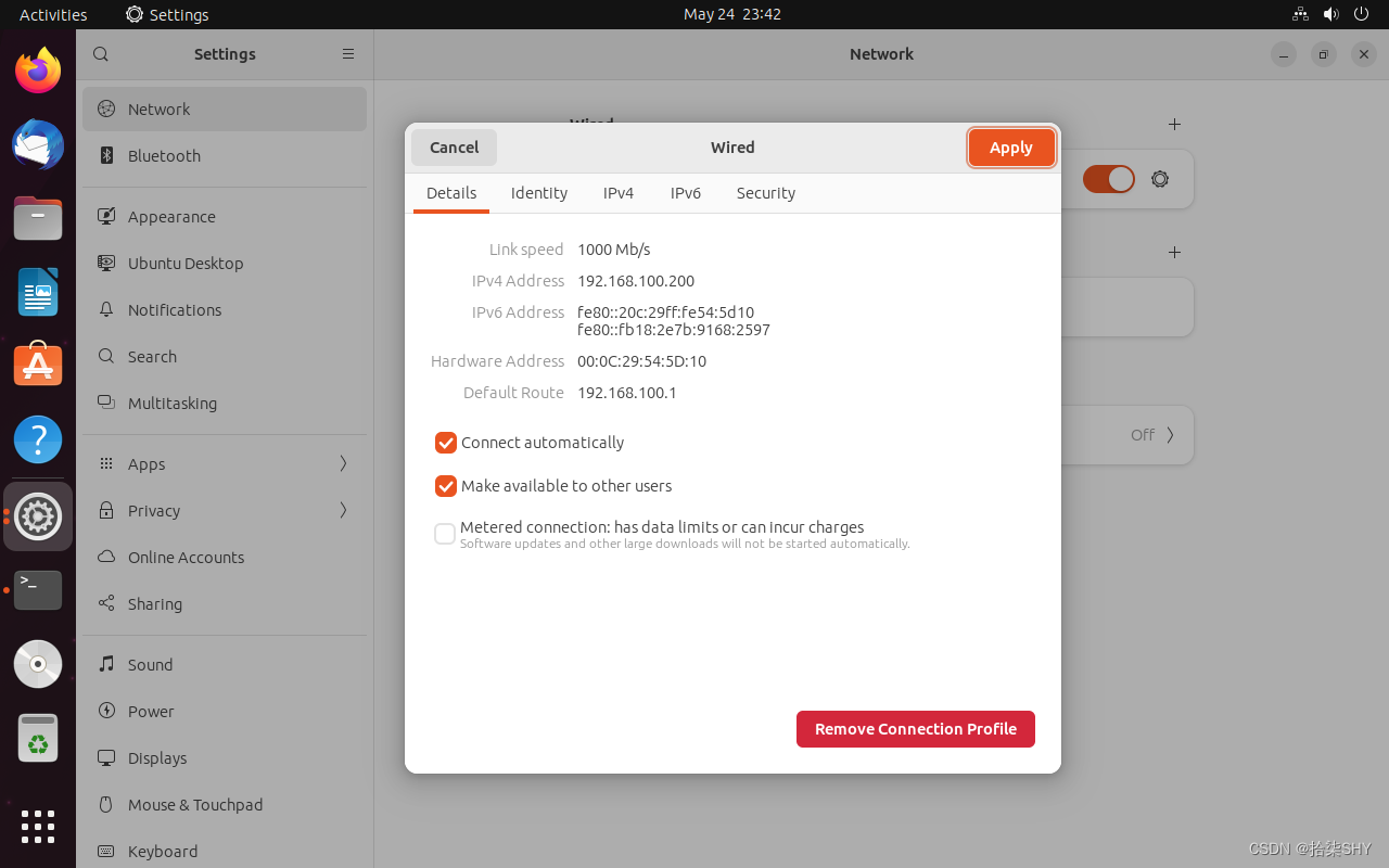 Ubuntu23.04-配置静态IP地址TCP/IP参数_ubuntu23.04配置网络-CSDN博客