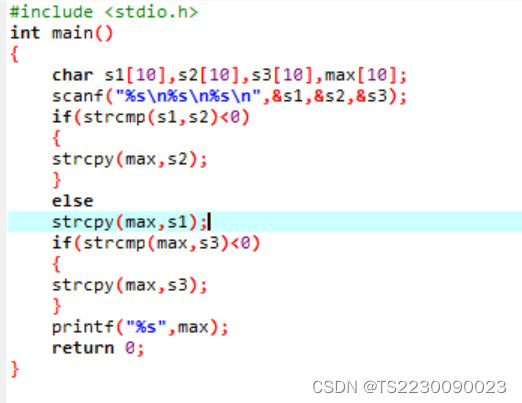 在编写输入三个字符串，输出其中的最大者时遇到的问题（1）assignment to expression with array type(2 ...