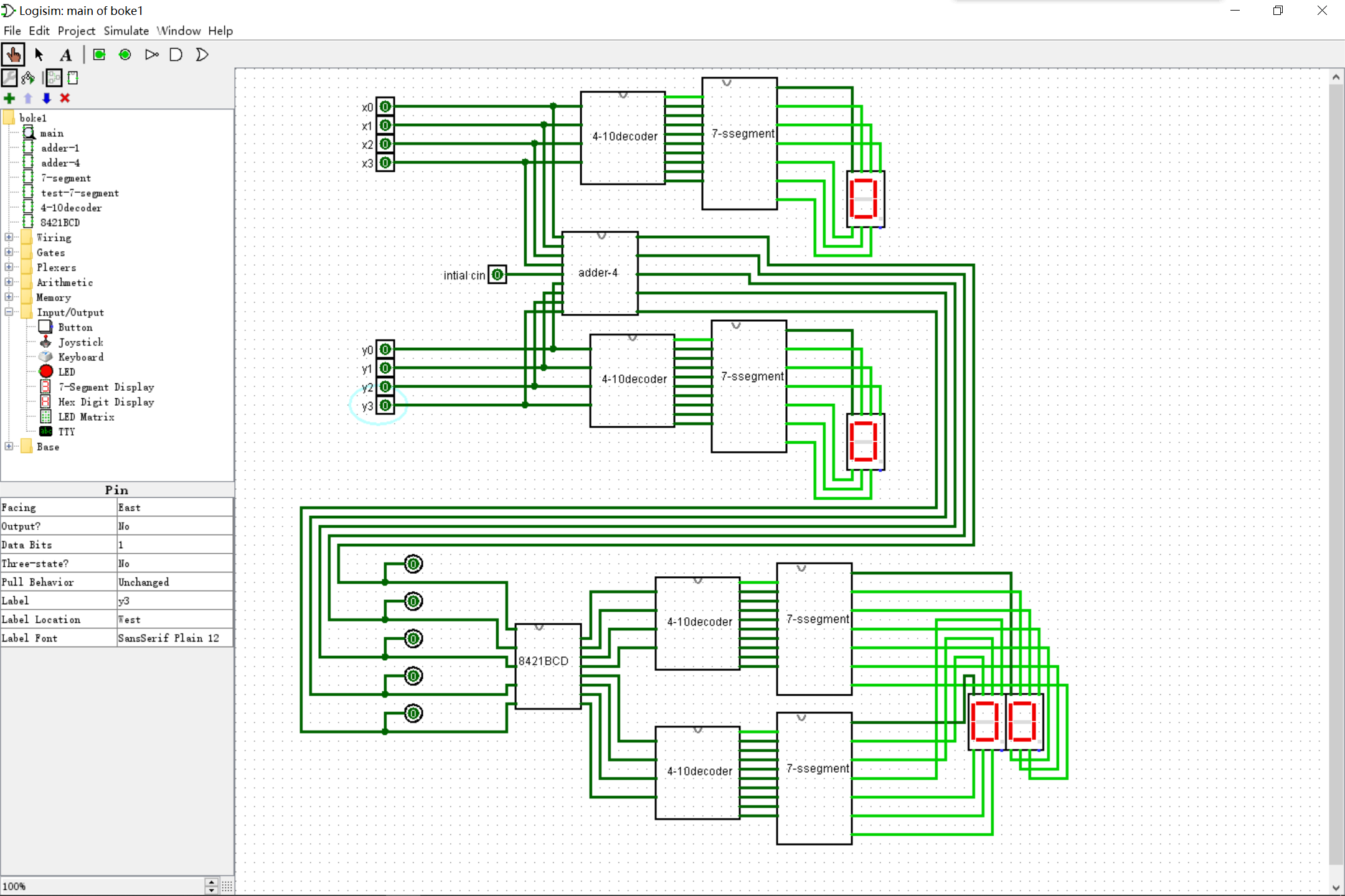 Logisim之4位全加器实现以及七段数码管显示_logisim四位全加器-CSDN博客