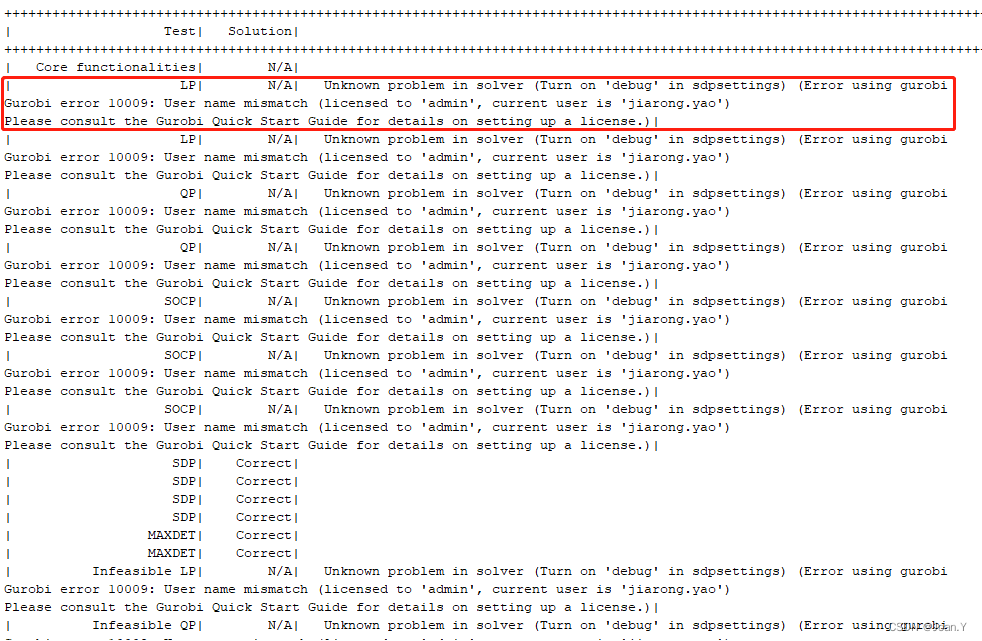 matlab调用gurobi报错“User name mismatch”_unknown problem in solver (turn on 'debug' in sdps-CSDN博客