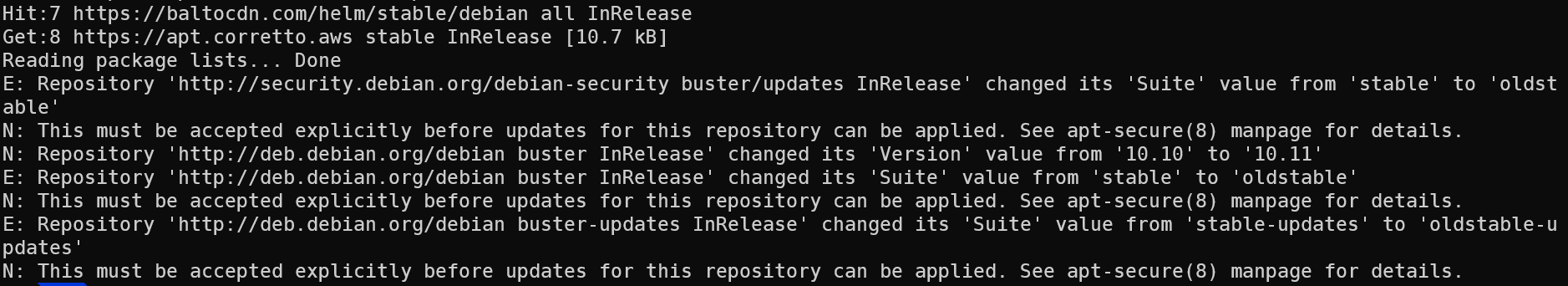 Repository changed its ‘Suite‘ value from ‘stable‘ to ‘oldstable‘_repository 'debian bookworm ...