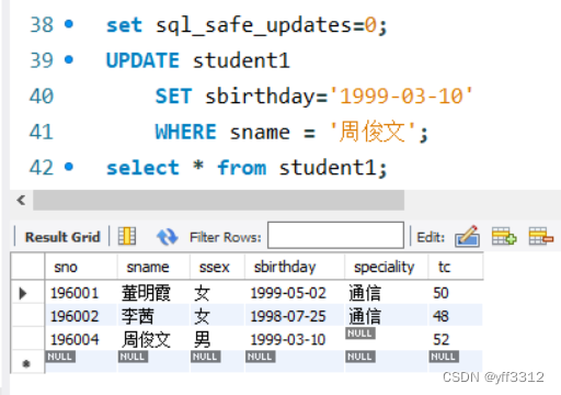 MYSQL 表数据操作_将student表中所有学生的总学分加2空值也参加运算-CSDN博客