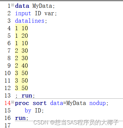 SAS中nodup（noduprec刚学的）与nodupkey你会用吗_proc sort nodup和nodupkey-CSDN博客