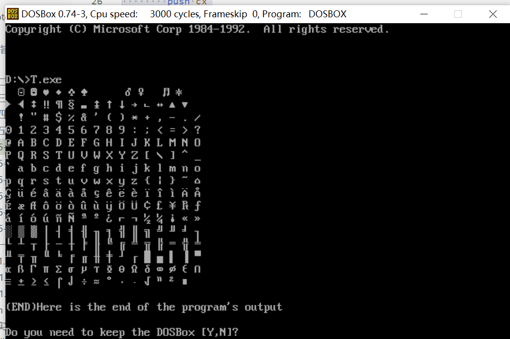 汇编实验5 DOS、BIOS调用_编一程序,将这些ascii码表示的字符以16行16列的表格形式显示出来,要求显示时按asc-CSDN博客