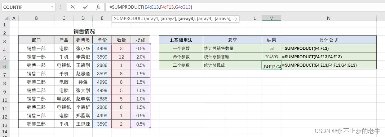Excel的Sumproduct函数详解_sumproduct函数的用法解析-CSDN博客