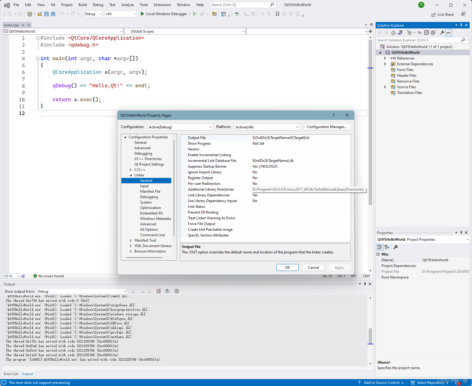 【qt问题处理】vs2022配置qt 报错lnk1104 无法打开文件“qt5cored Lib“ Qt Error Lnk1104