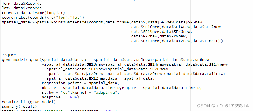 时空地理加权回归（GTWR）R代码问题_gtwr代码-CSDN博客