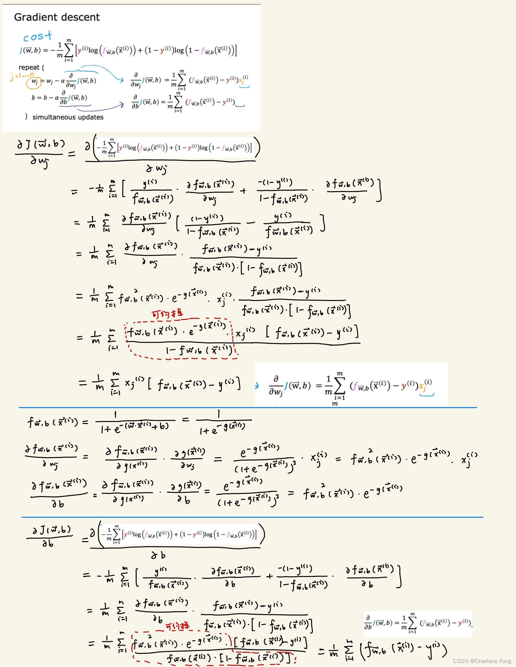 吴恩达《机器学习》logistic Regression Gradient Descent(逻辑回归的梯度下降)公式推导 Csdn博客