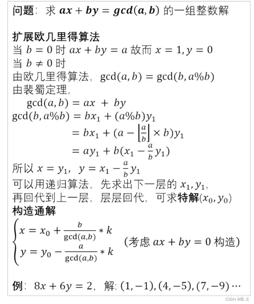 扩展欧几里得 Csdn博客 