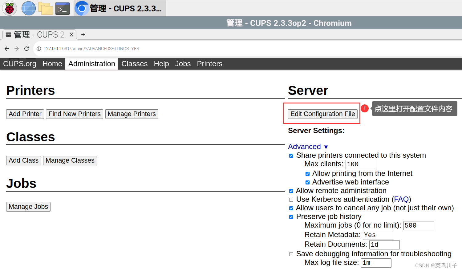 树莓派配置CUPS远程打印服务_树莓派 cups-CSDN博客