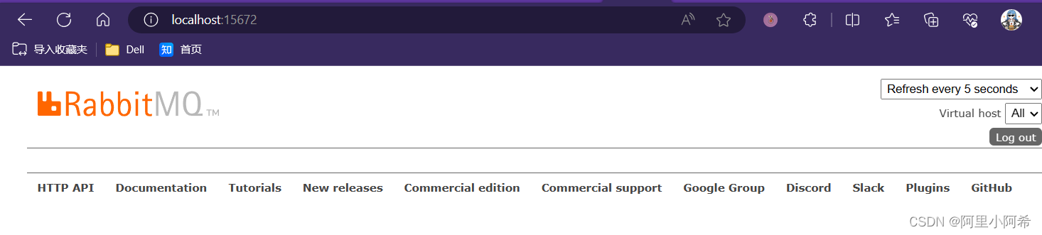 第一次安装Rabbitmq 访问网页时出现空白页 不显示topic table 页面底部显示：Management API returned status code 500 ...