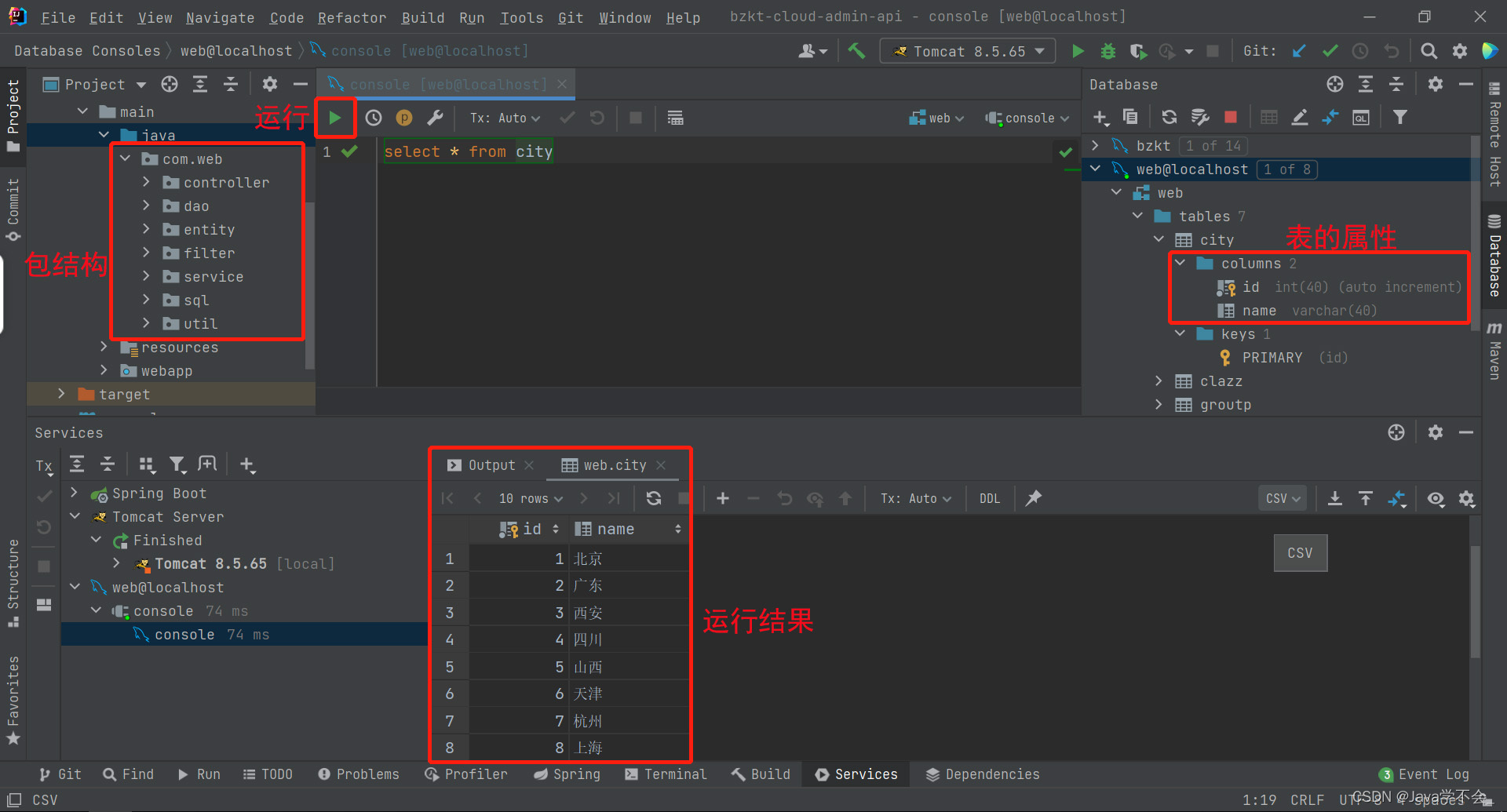 Idea连接Database并生成Entity,Dao,Mapper,Service,Conreoller类(增删改查)以及如何执行SQL语句_idea databse generate生成 ...