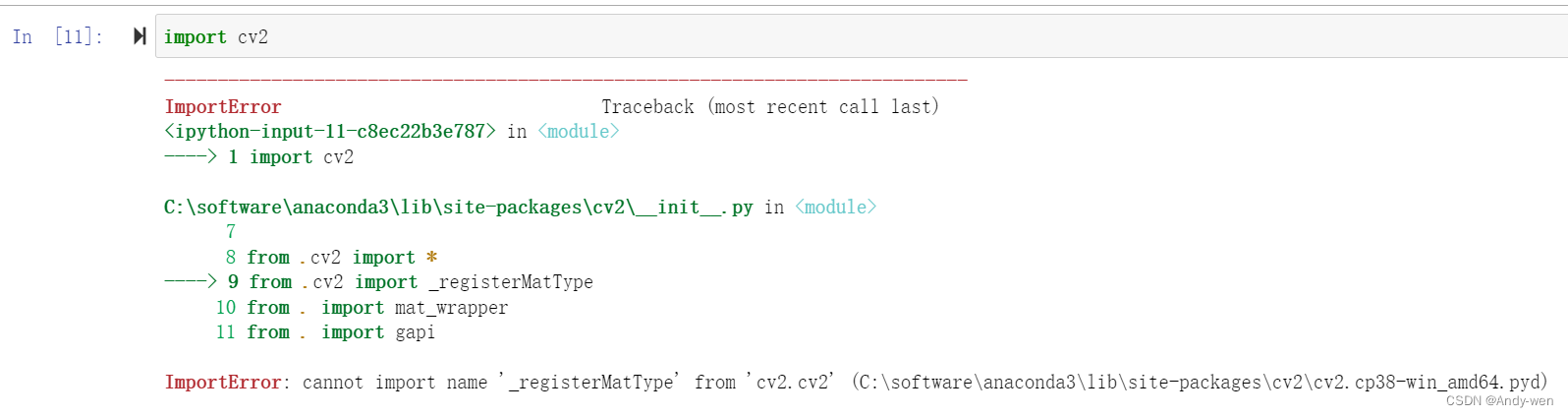 解决报错cannot import name ‘_registerMatType‘ from ‘cv2.cv2‘_opencv-python和opencv-python-headless-CSDN博客