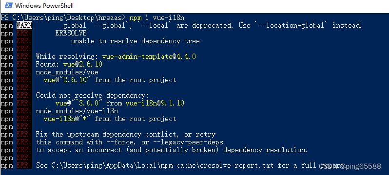 npm ERR! peer vue@“^3.0.0“ from vue-i18n@9.1.10_peer vue@">= 3.0.0" from vue-uuid@3.0.0-CSDN博客