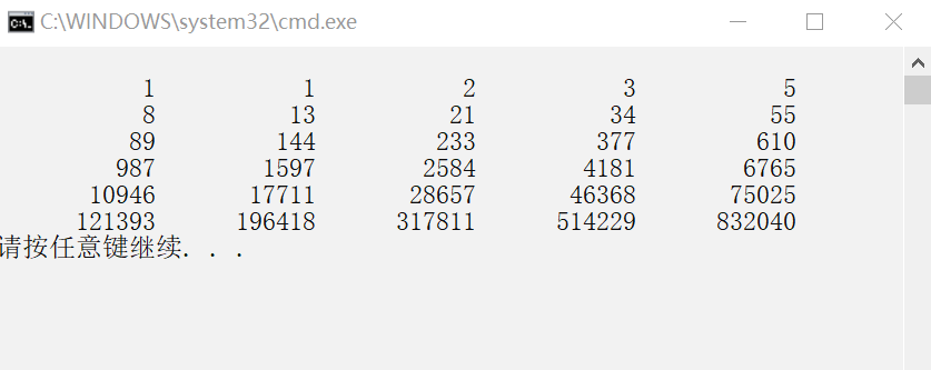 C语言 利用数组处理fibonacci数列问题等用数组来处理显示fibonacci数列的前25个数每5个一行显示。 Csdn博客