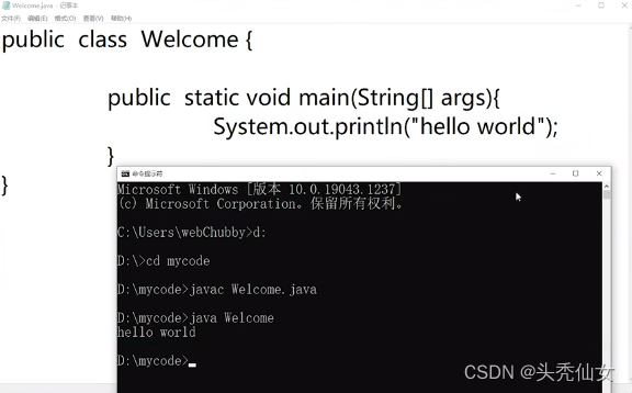 【Java入门】第二天--第一个Java程序--Holle world_将代码输入到文件,并命名为mycode.java来创建程序.-CSDN博客