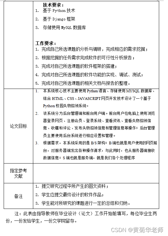 Python毕业设计作品基于django框架 校园失物招领系统毕设成品(5)任务书校园失物招领网站的任务书 Csdn博客