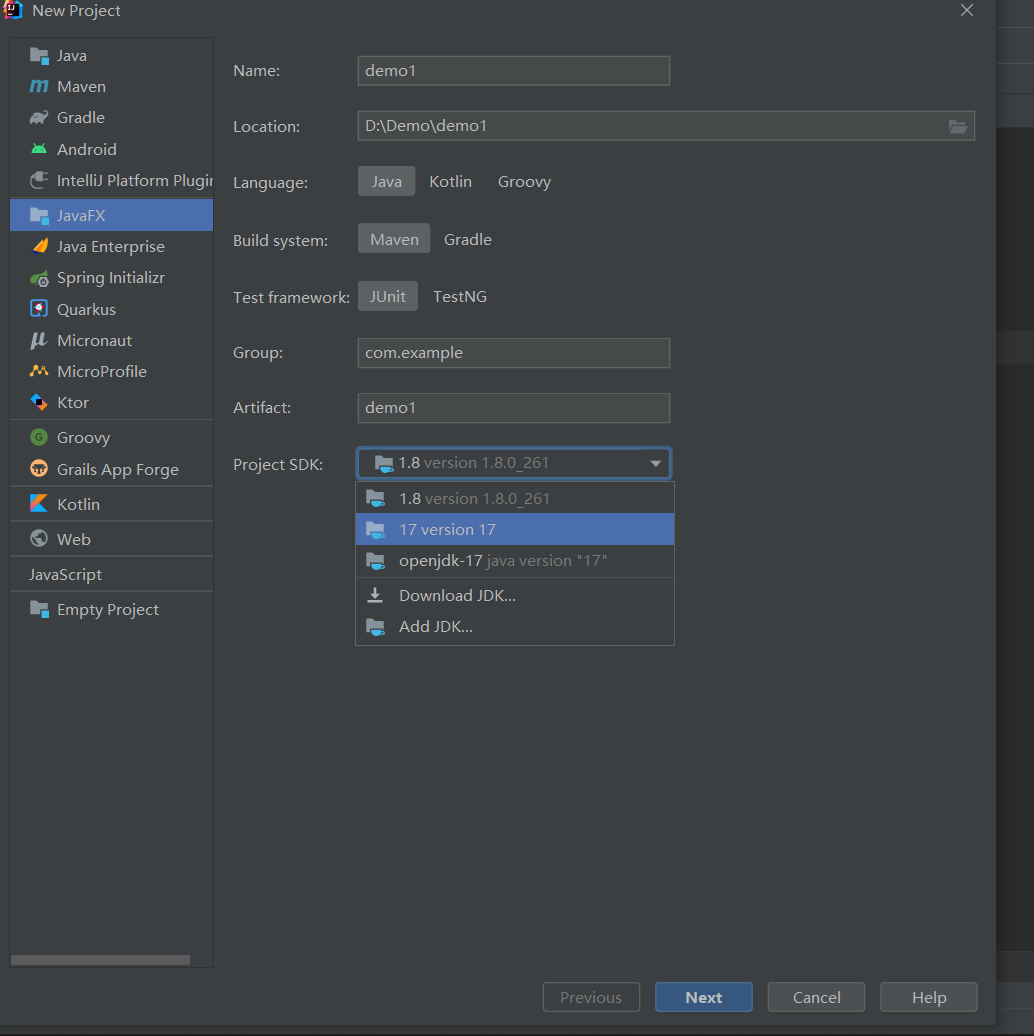新版idea 2021.2 新建javafx项目时不能用jdk1.8创建的临时解决方法/the required java version ...
