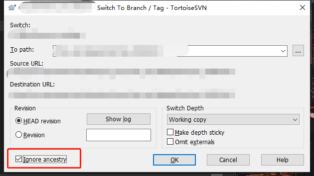 【SVN】Switch分支提示“没有共同祖先”_ignore ancestry-CSDN博客