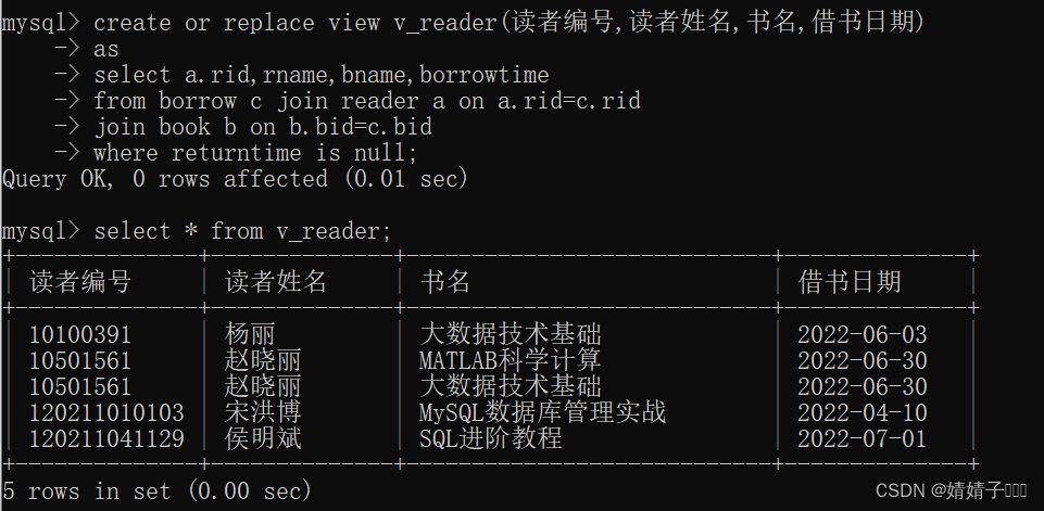 【项目实训】图书馆借还书系统的视图创建视图v Book包含图书书名作者出版社单价等 Csdn博客