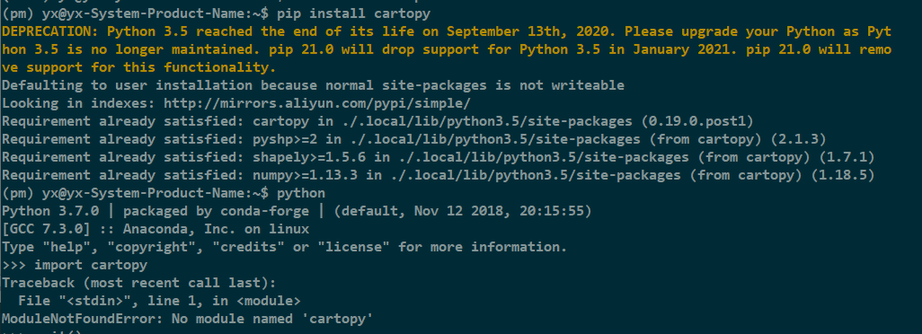 pip安装成功的包无法import（Cartopy）_cannot import name lgeos-CSDN博客