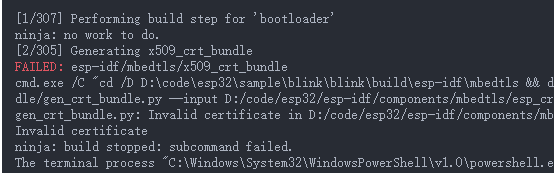 安装好ESP-IDF-tool后验证出现 FAILED: esp-idf/mbedtls/x509_crt_bundle，但是还没有VS Code_set up esp-idf ...