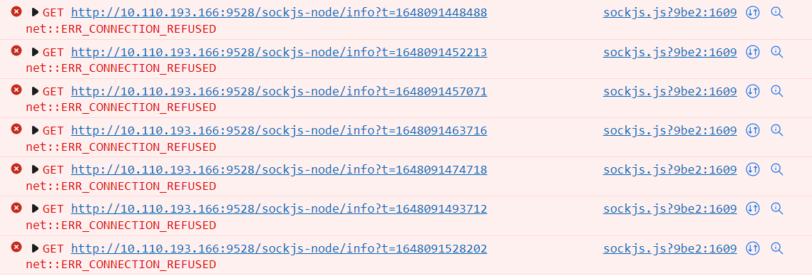 http://10.10.10.10:端口/sockjs-node/info?t=数字 net::ERR_CONNECTION_REFUSED报错-CSDN博客