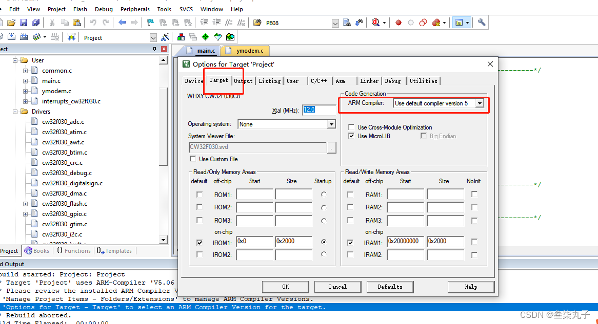 keil5运行报错： ‘Options for Target - Target‘ to select an ARM Compiler Version for the target ...
